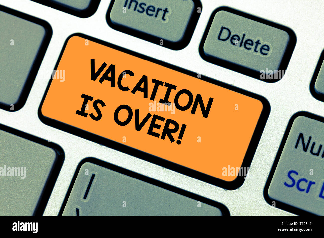 Conceptual hand writing showing Vacation Is Over. Concept meaning End ...