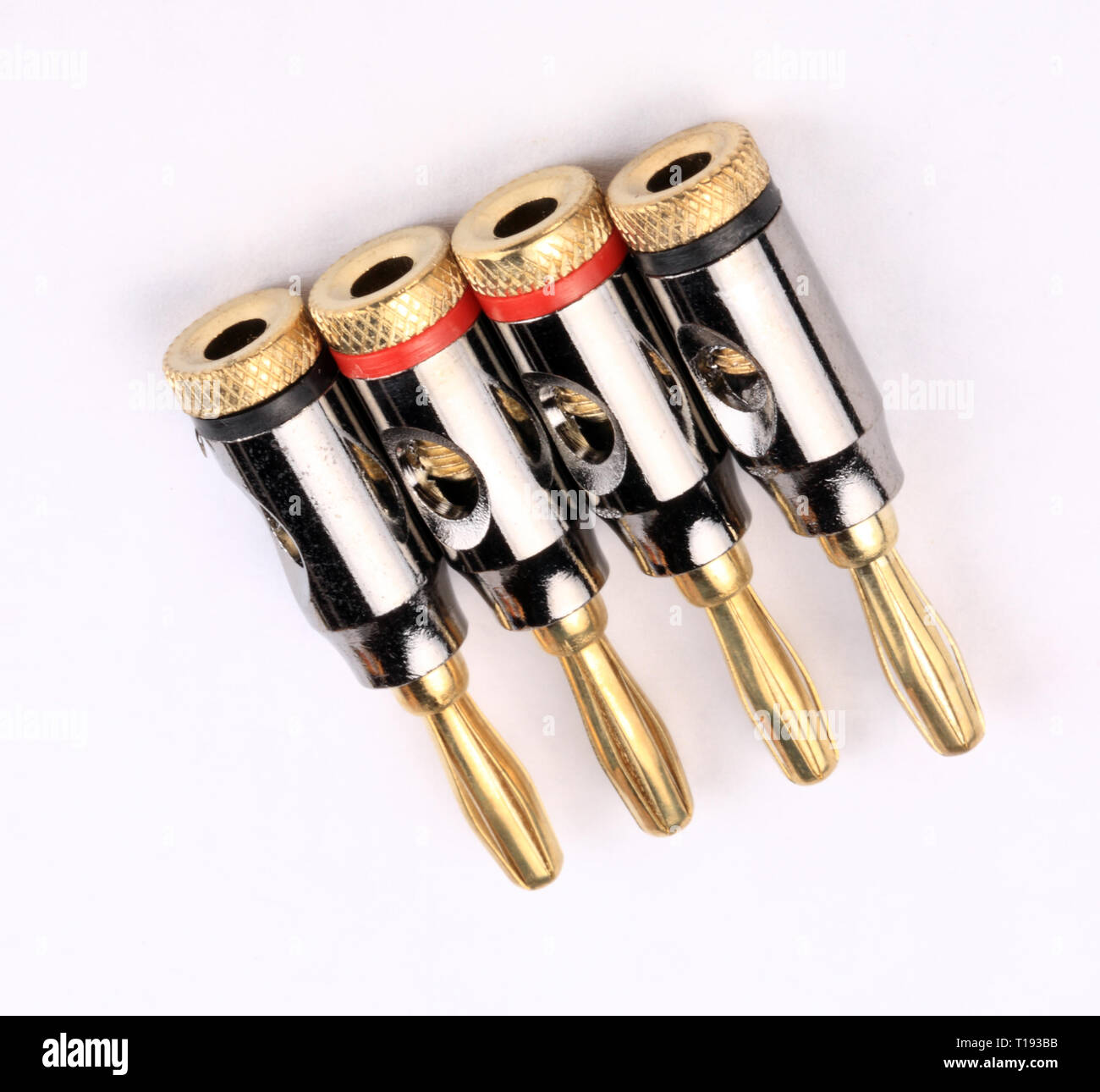 four electric banana plug Stock Photo - Alamy