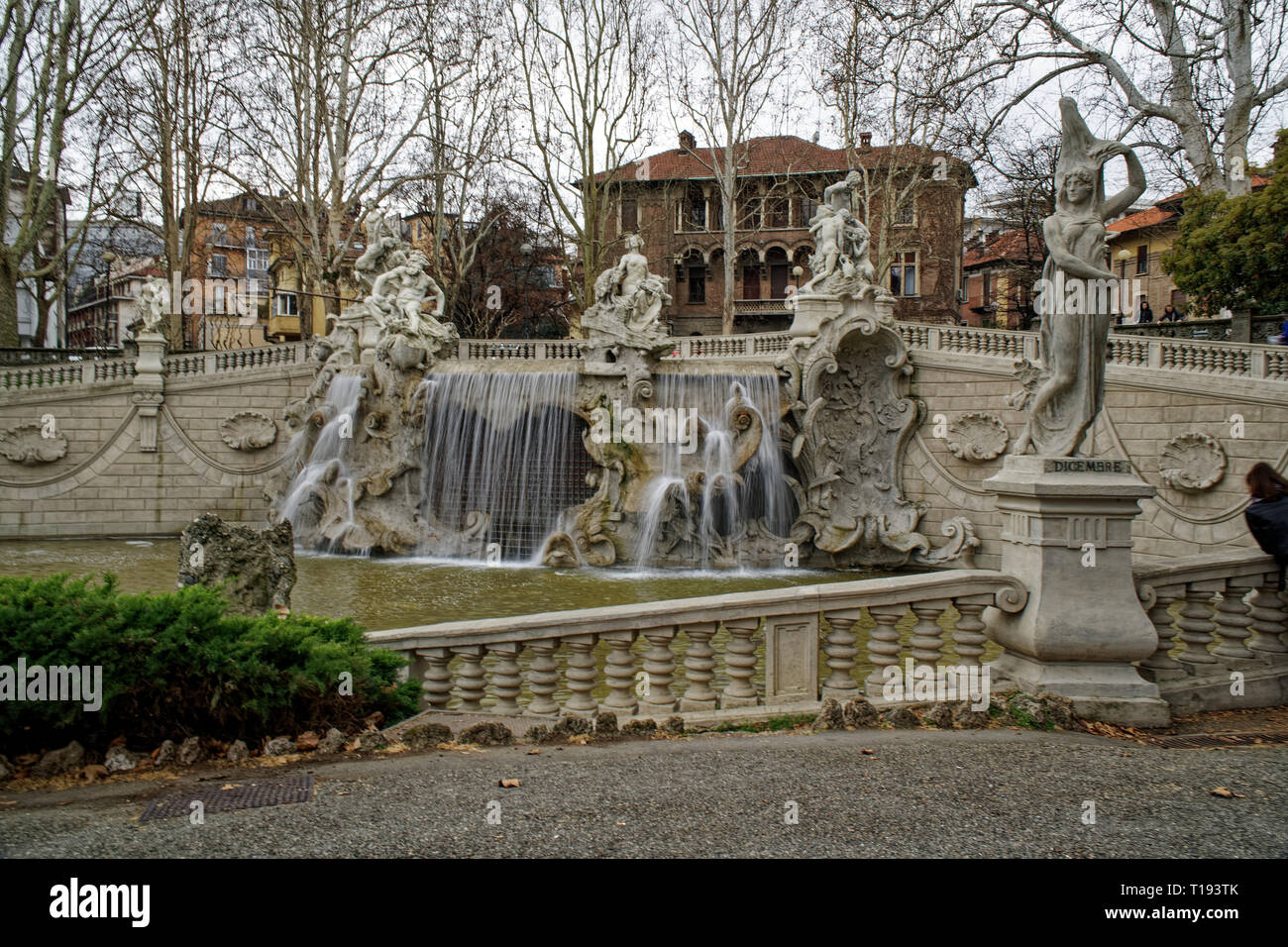 Fountain on the Valentino park Square in Torino, Italy Stock Photo - Alamy