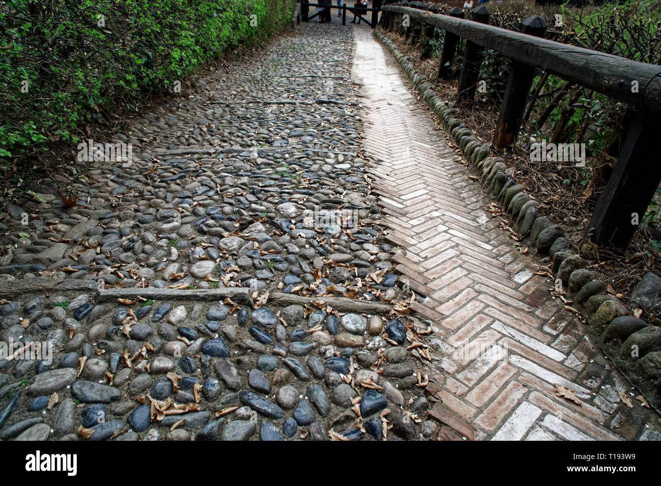 Medieval stone path, old stone ancient road Stock Photo - Alamy