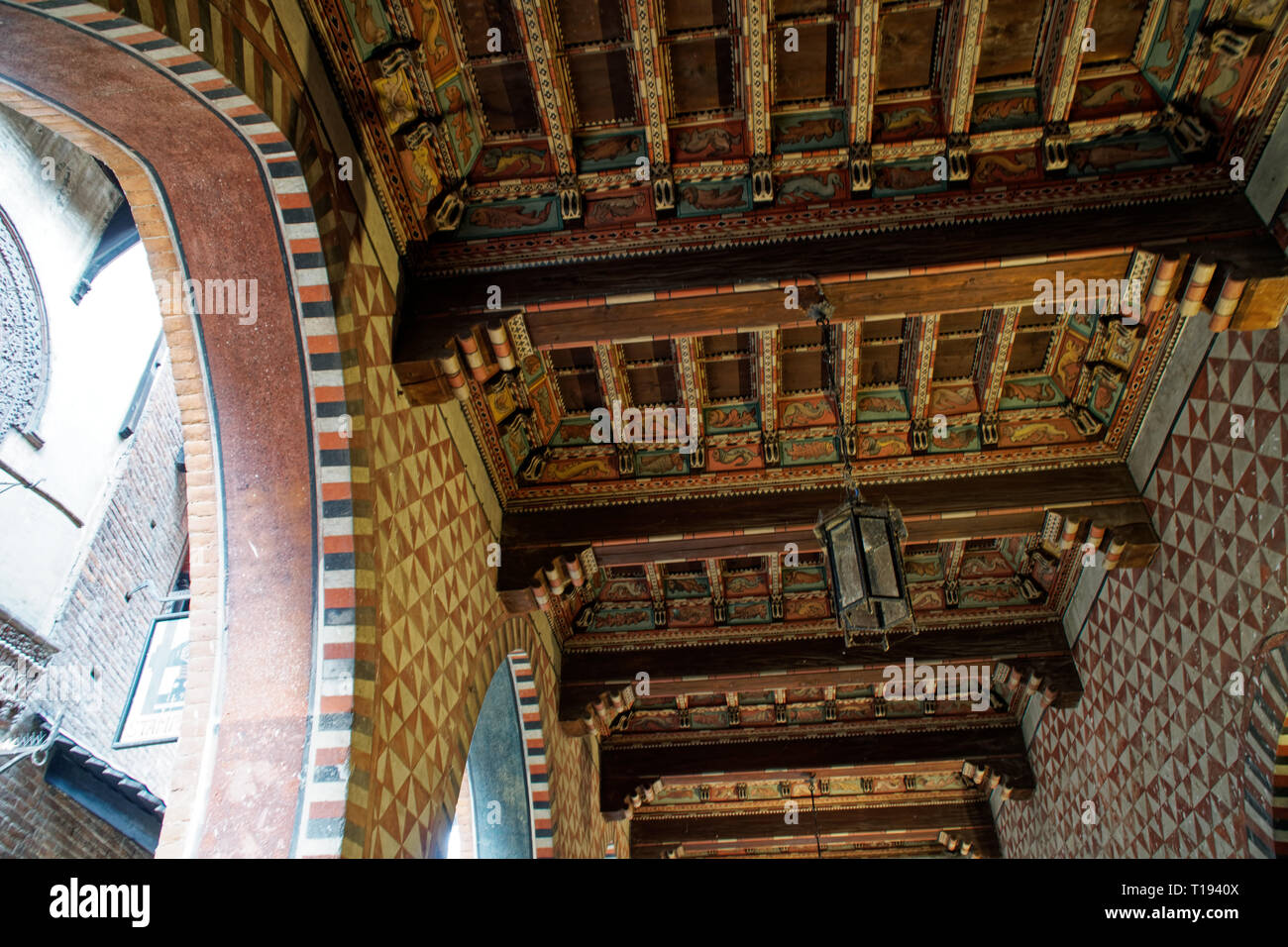 Medieval ornamental ceiling, ancient architecture of Italy Stock Photo ...