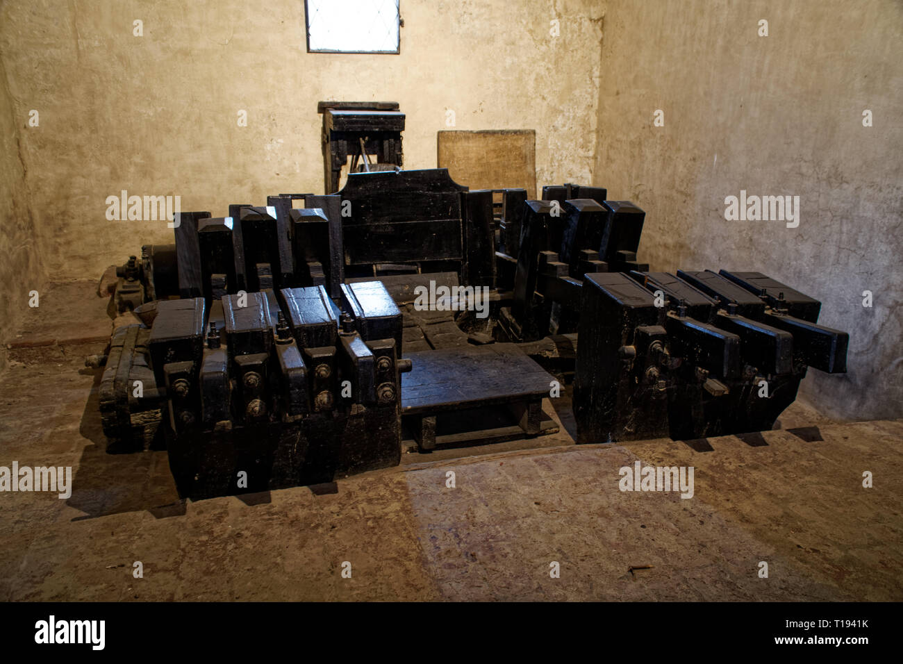 Medieval paper maker machine, ancient industrial concept Stock Photo ...