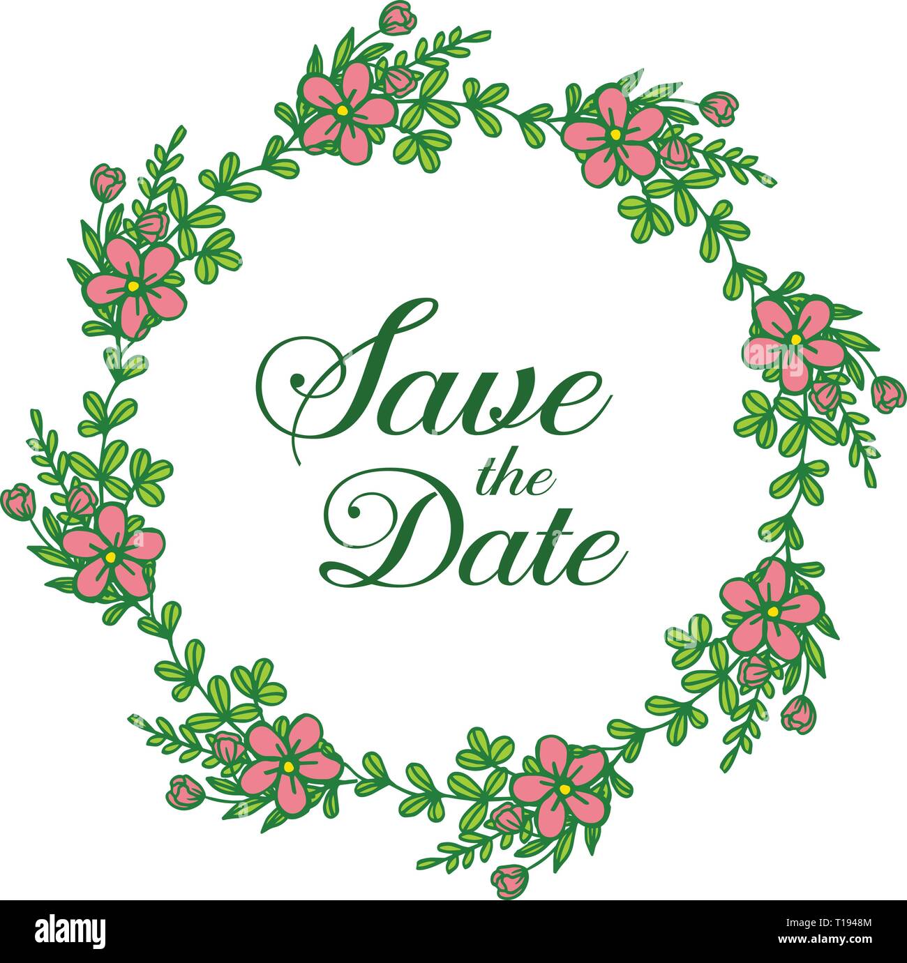 Vector illustration various shape pink rose flower frame for save the ...