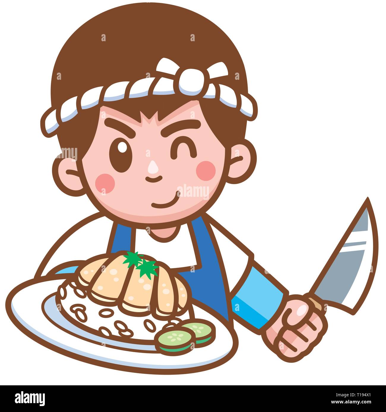 Vector illustration of Cartoon Chef presenting food Stock Vector Image ...