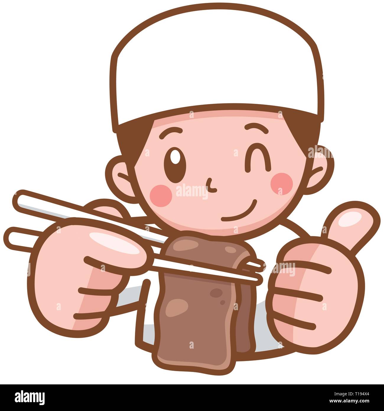 Vector illustration of Cartoon Chef presenting food beef grill Stock ...