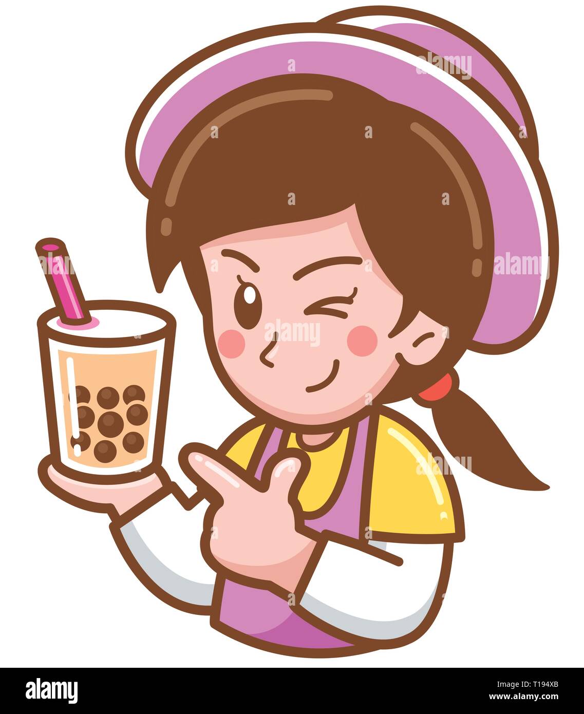Vector illustration of Cartoon Female presenting Bubble tea Stock ...