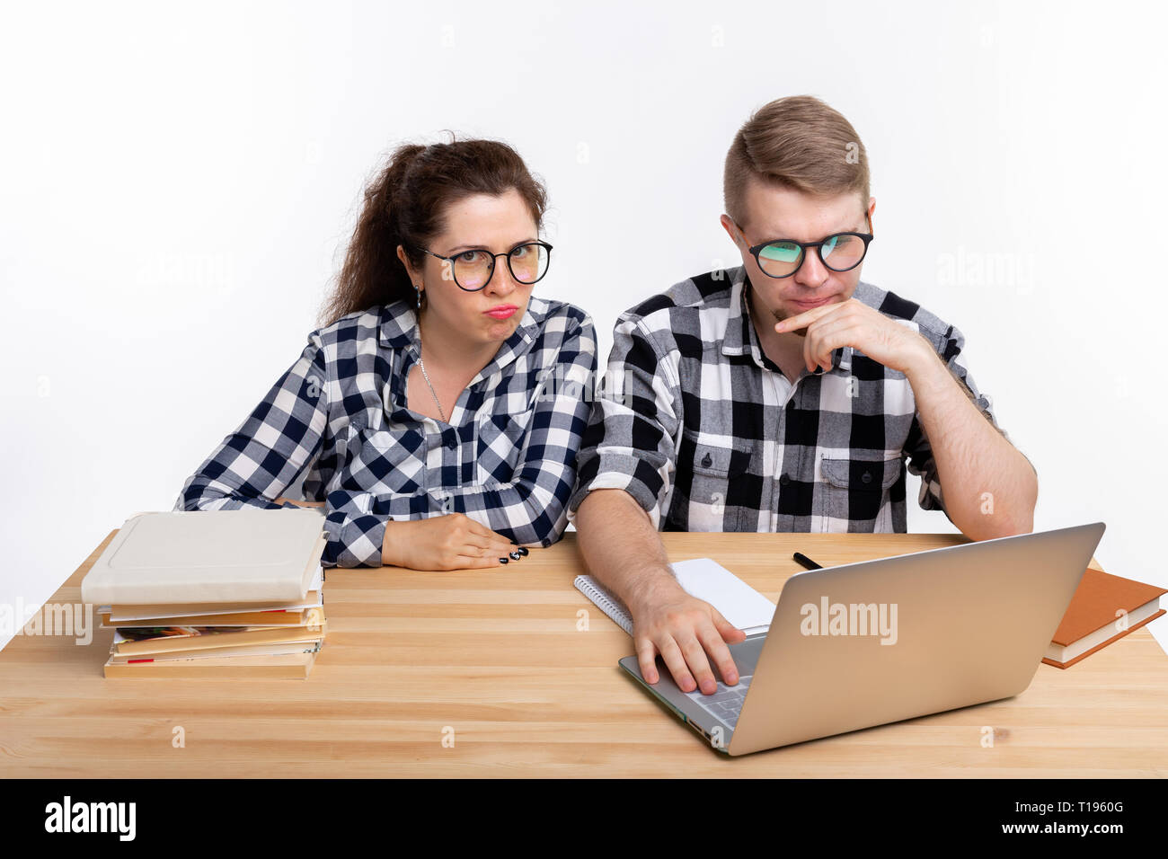 Nerds, geek, bespectacled and funny people concept - funny student ...