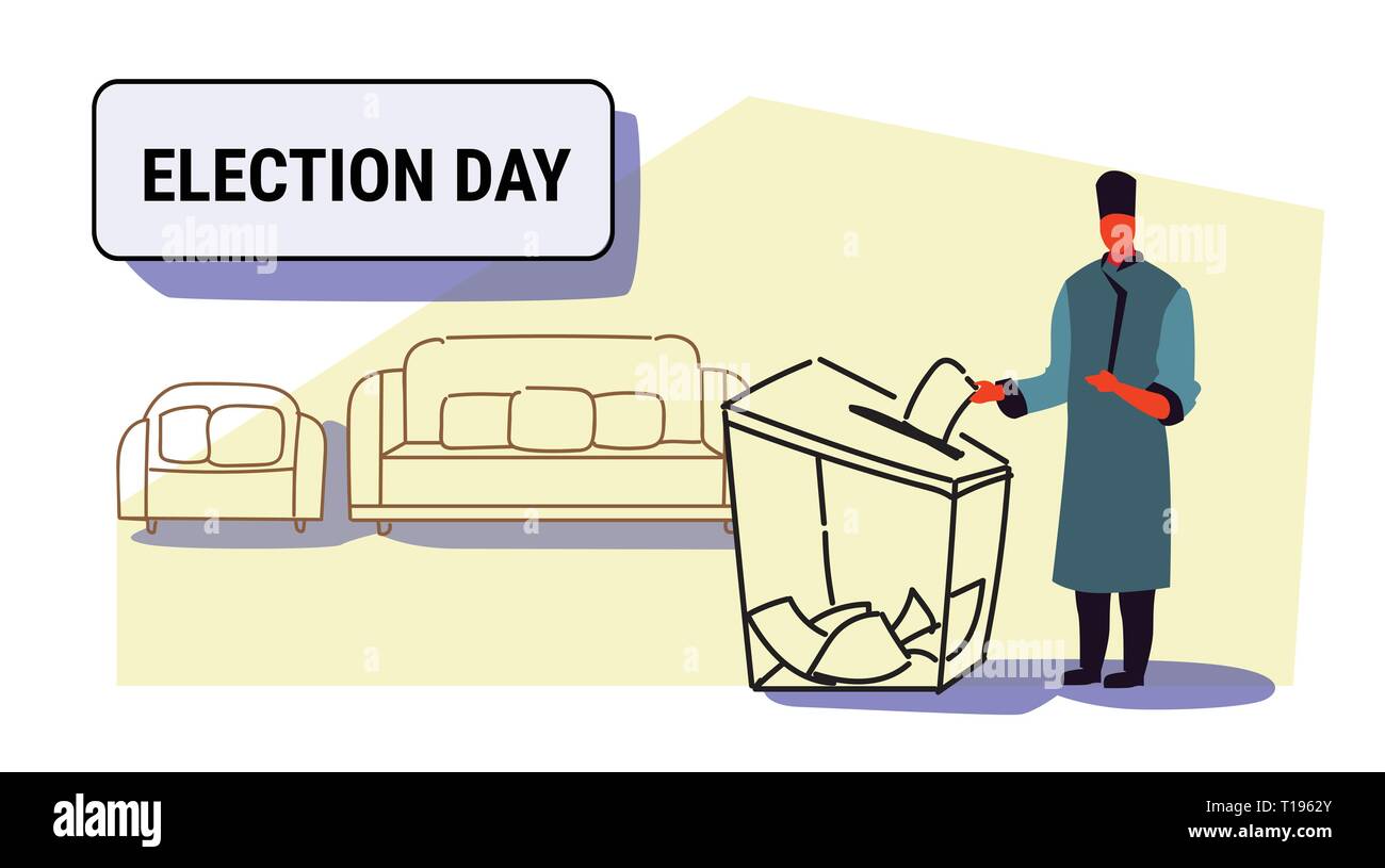 election day concept caucasian man traditional clothes male voter ...