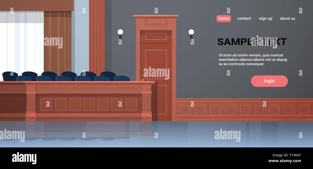 empty jury box seats modern courtroom interior justice and ...