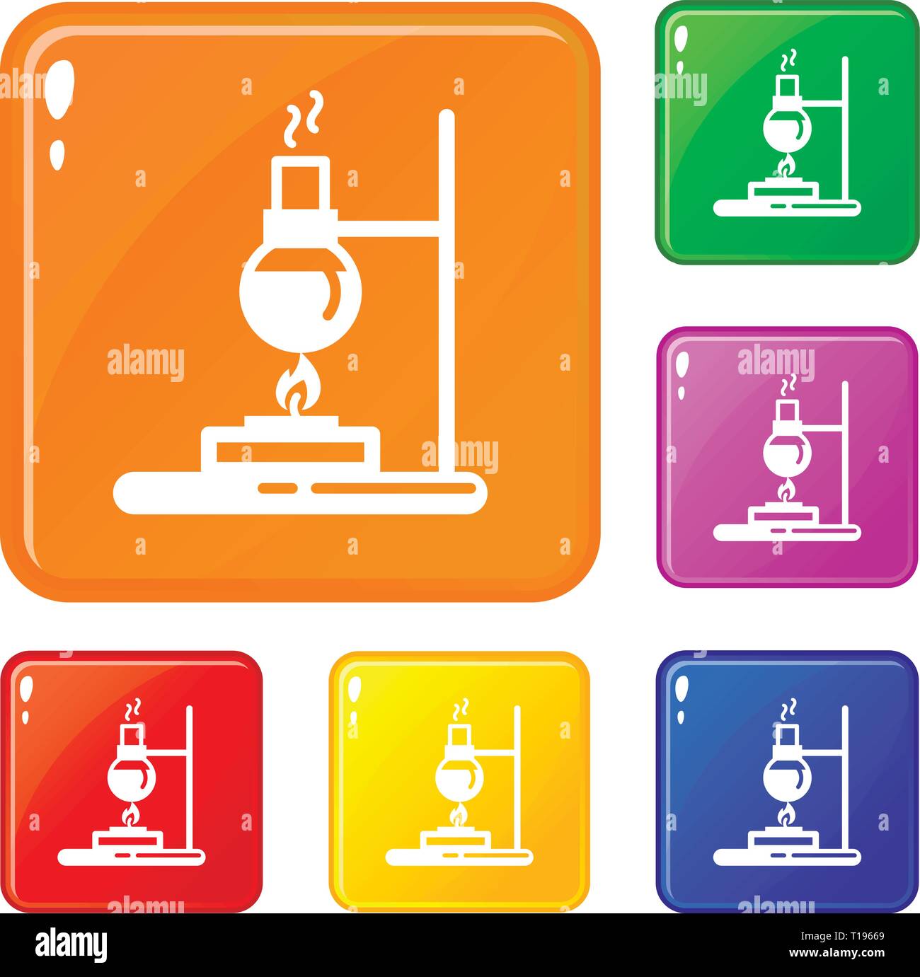 Flask lab burner icons set vector color Stock Vector Image & Art - Alamy