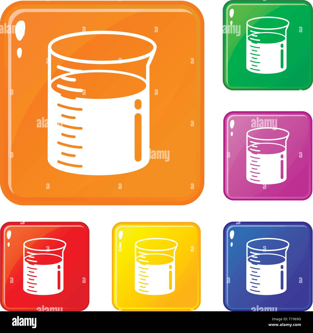 Graduated beaker icons set vector color Stock Vector Image & Art - Alamy