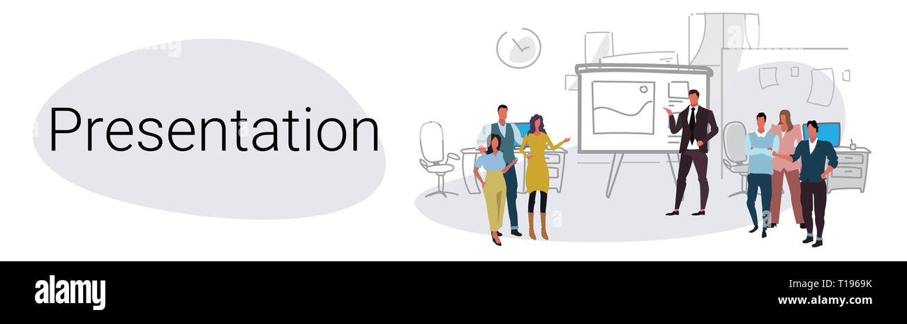 businesspeople group training conference meeting flip chart financial ...