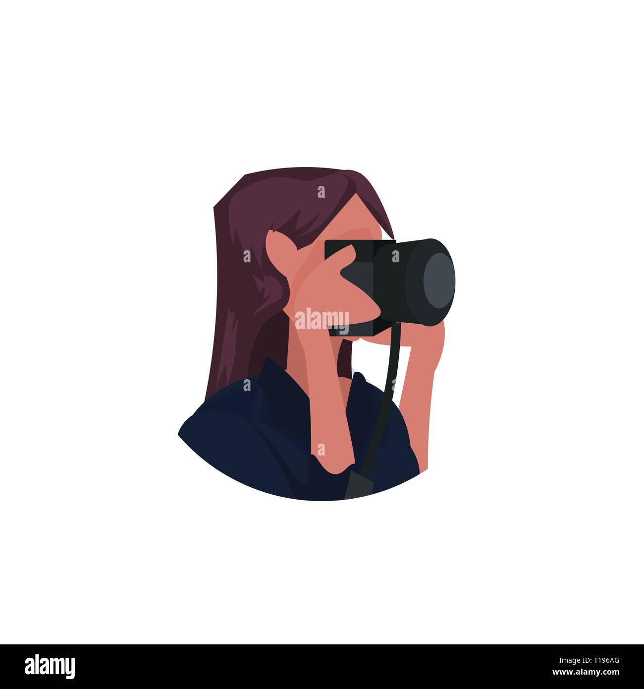 woman photographer taking picture with camera female journalist ...