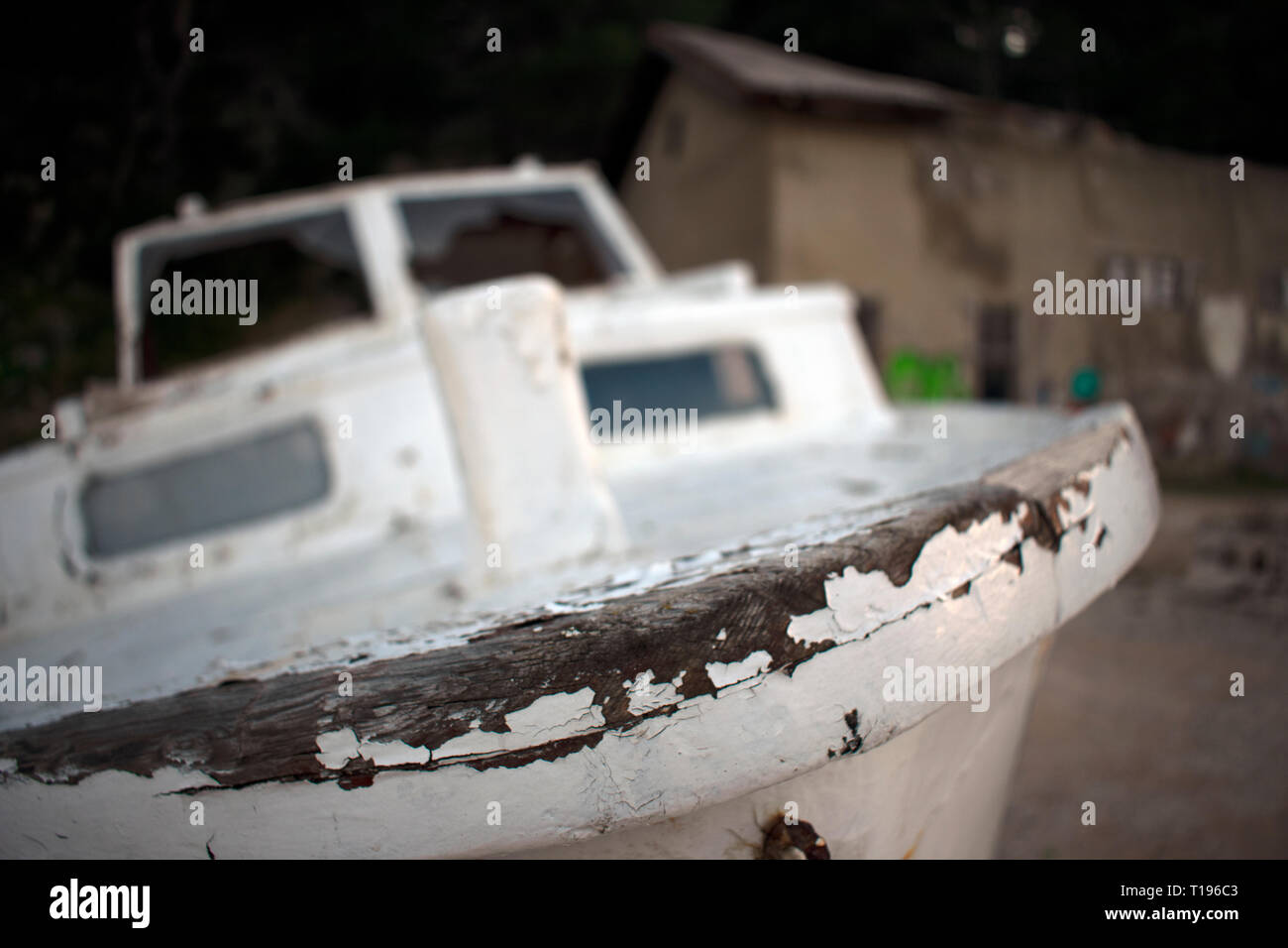 Old rotten wooden ship, close up Stock Photo - Alamy