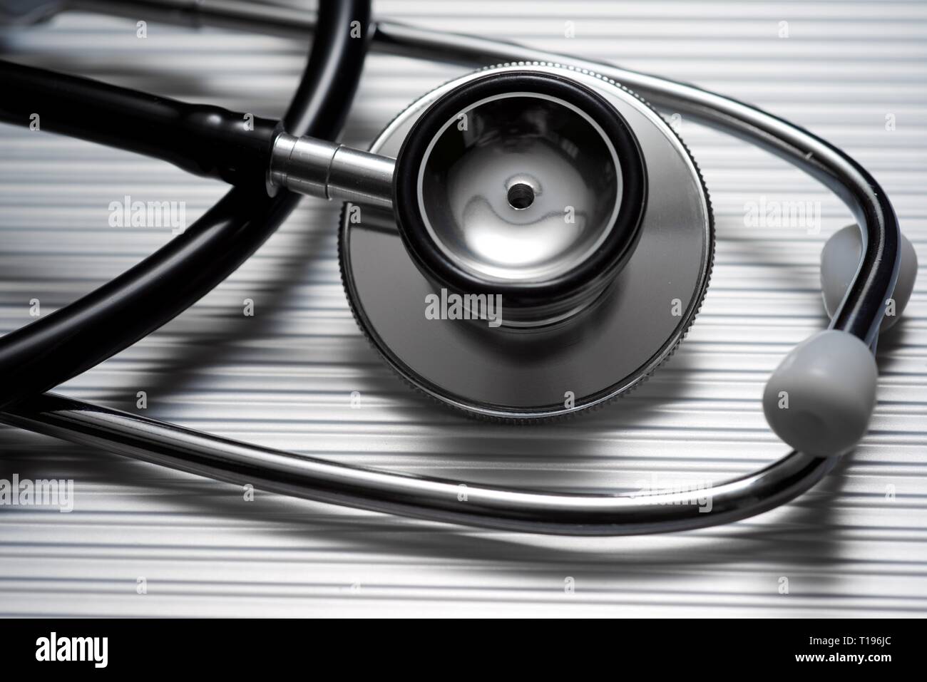 Stethoscope on a metal table Stock Photo - Alamy