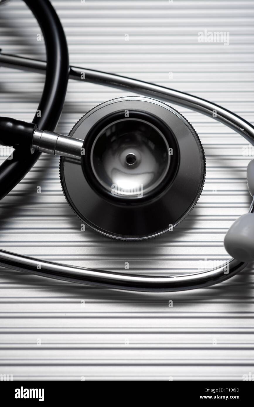 Stethoscope on a metal table Stock Photo - Alamy