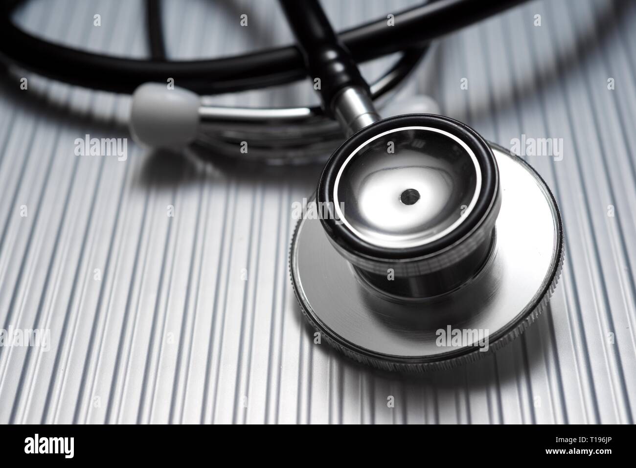 Stethoscope on a metal table Stock Photo - Alamy