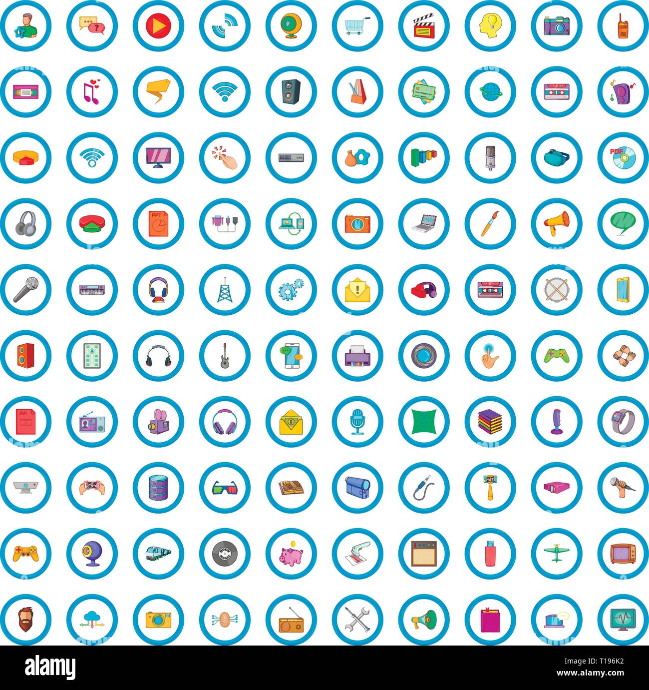 100 mobile app icons set, cartoon style Stock Vector Image & Art - Alamy