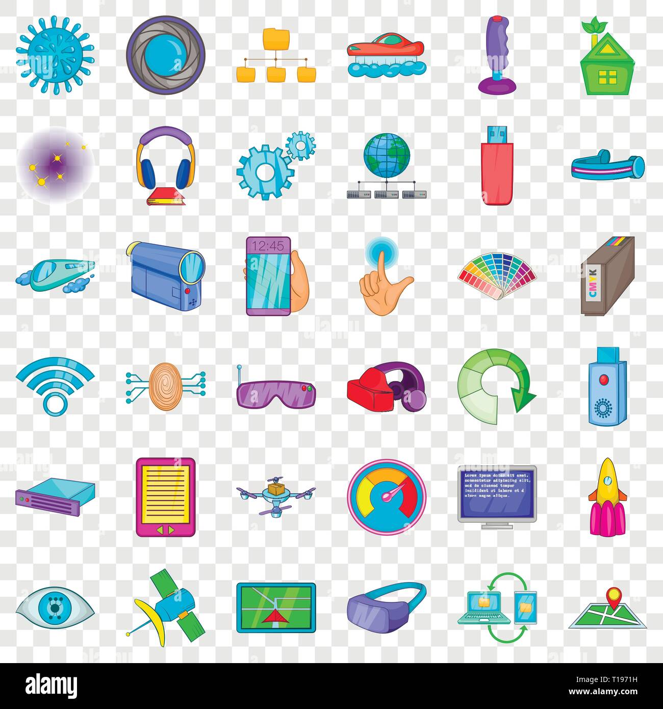Wireless technology icons set, cartoon style Stock Vector Image & Art ...