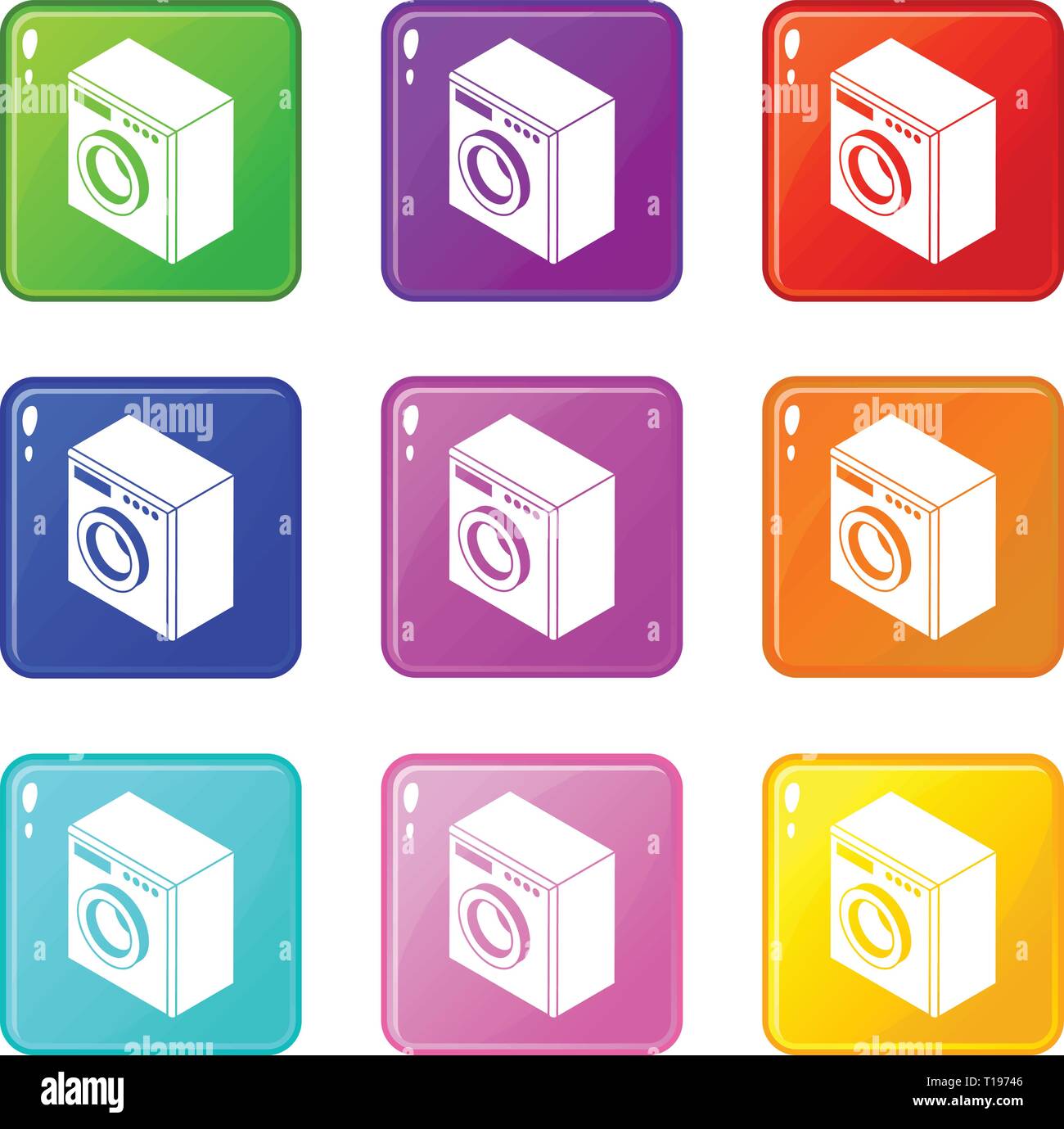 Washing machine icons set 9 color collection Stock Vector Image & Art ...