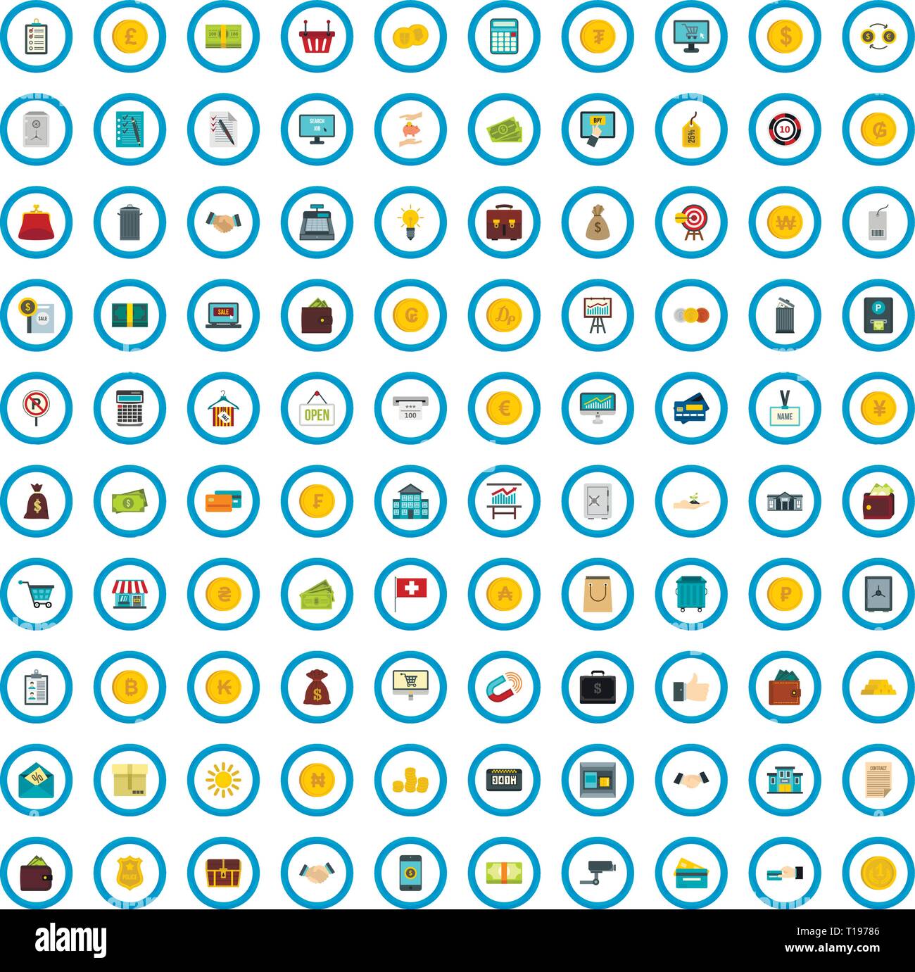 100 money icons set, flat style Stock Vector Image & Art - Alamy