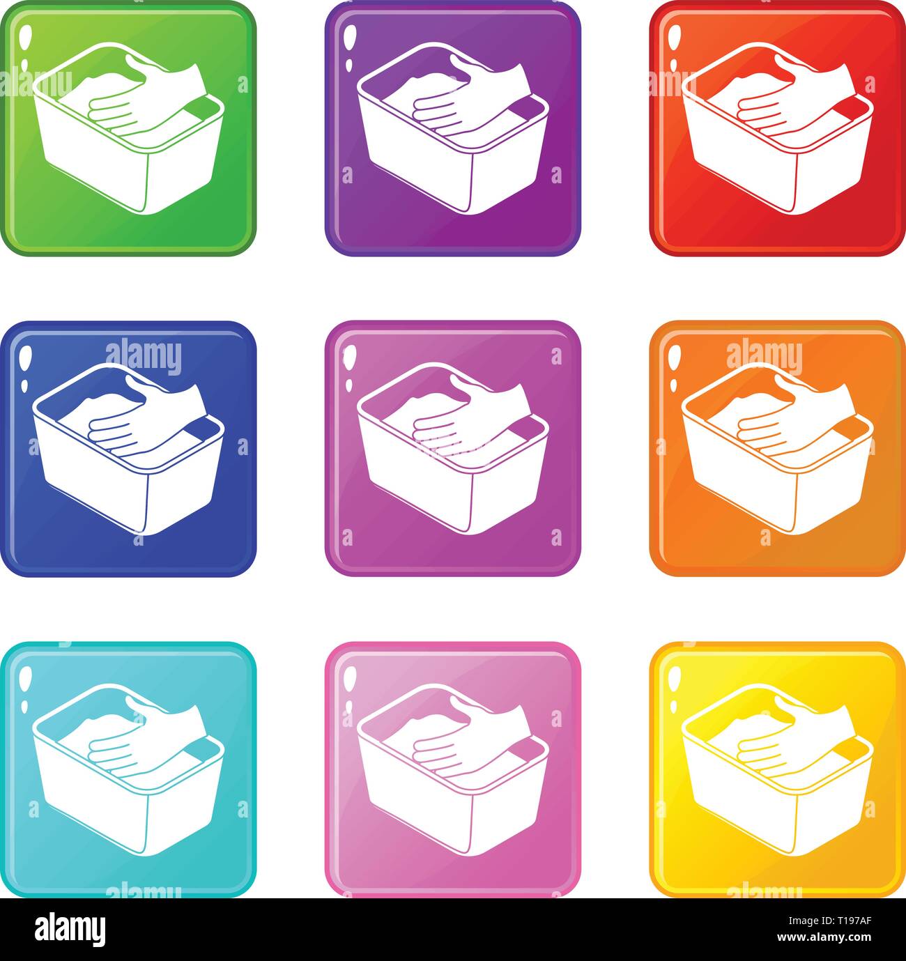 Hand washing clothes icons set 9 color collection Stock Vector Image ...