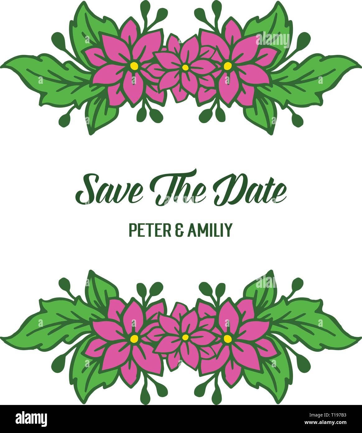 Vector illustration beautiful leaf flower frame for design wedding ...