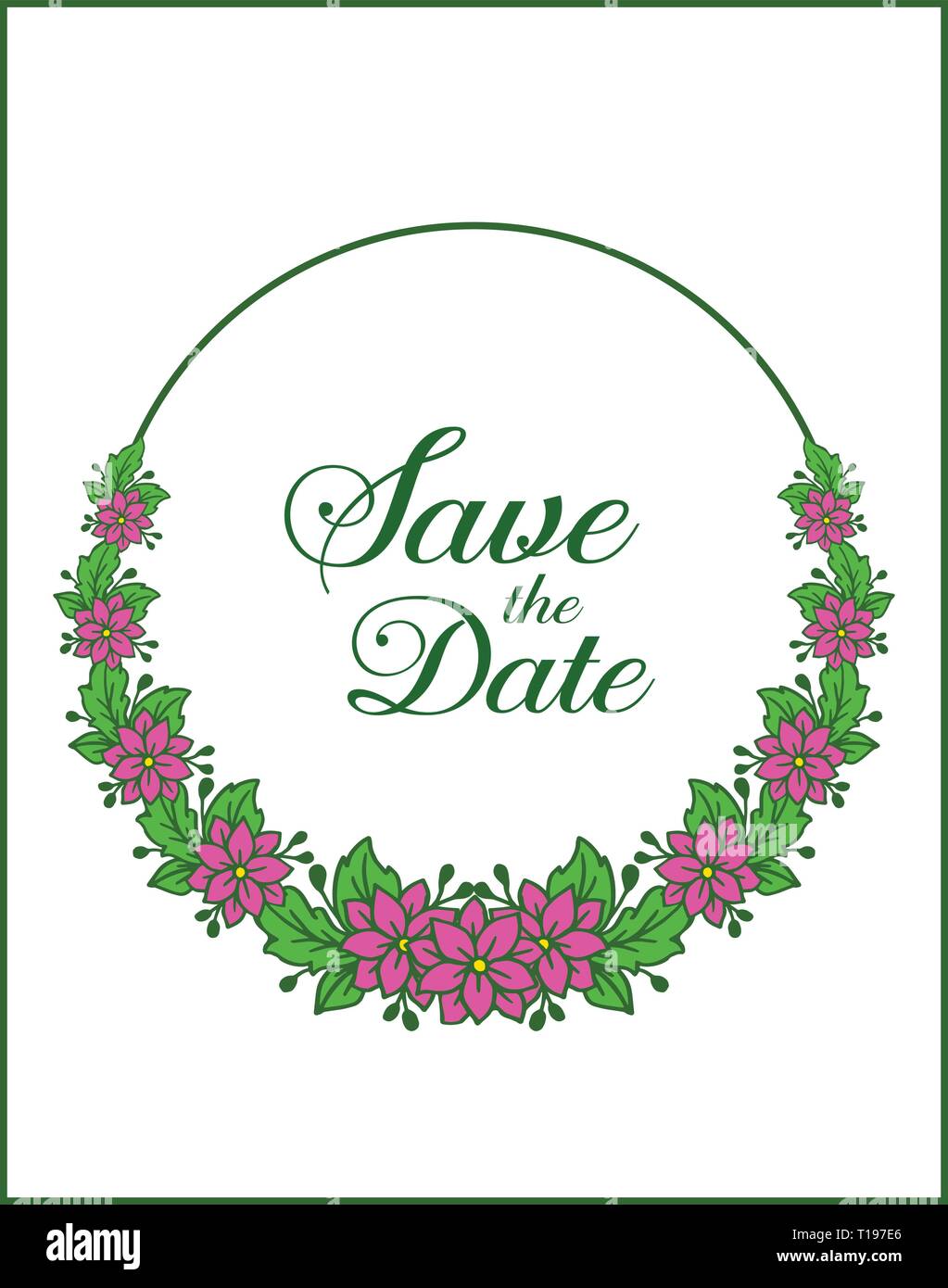 Vector illustration beautiful leaf flower frame for design wedding ...