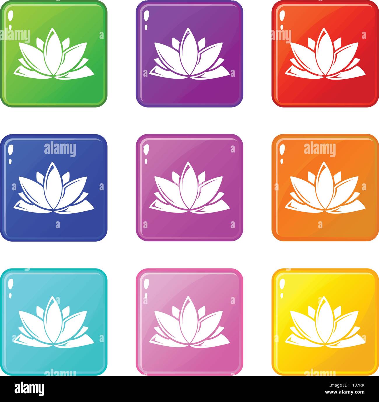 Lotus flower icons set 9 color collection Stock Vector Image & Art - Alamy