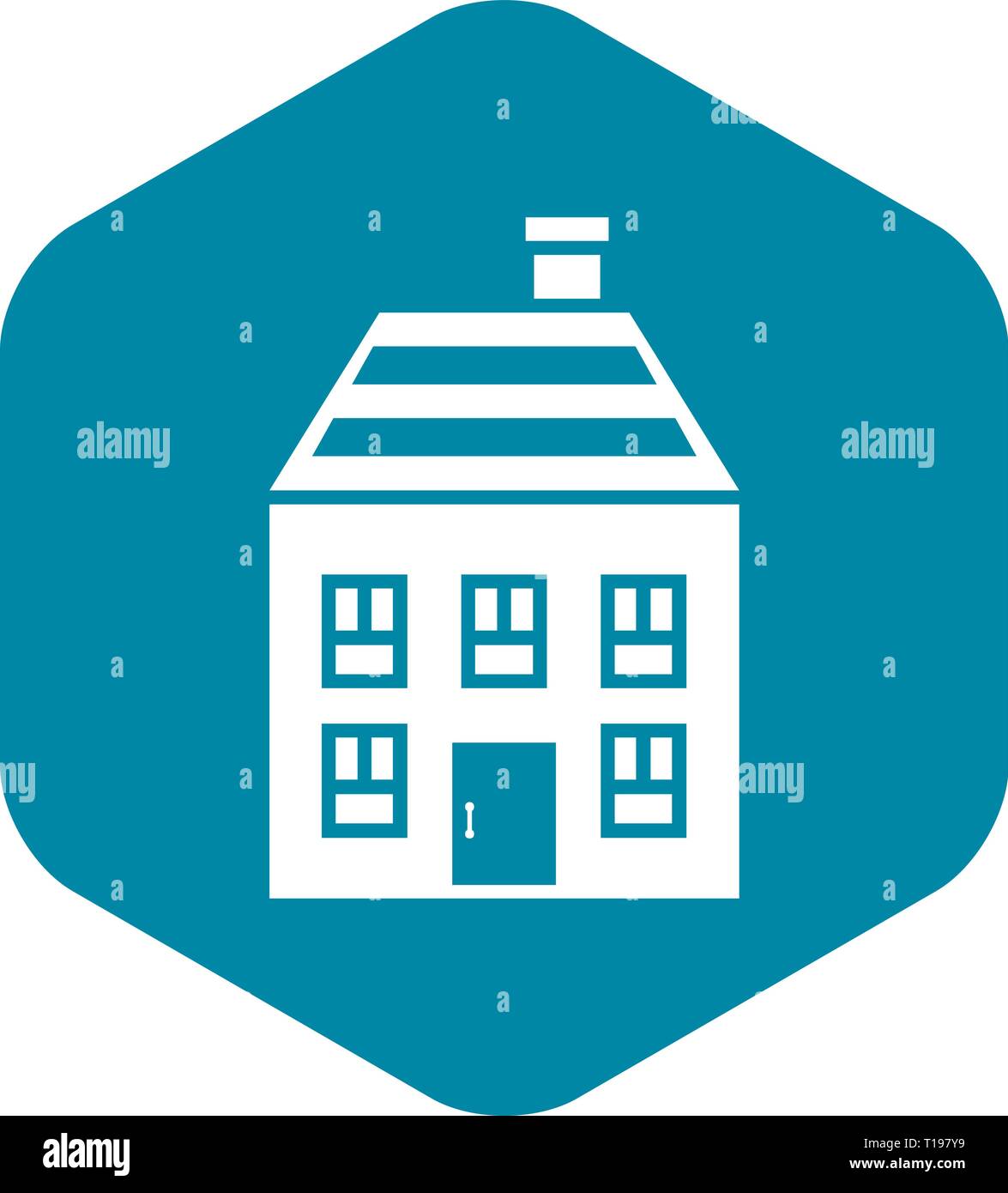 Two-storey house with chimney icon, simple style Stock Vector Image ...
