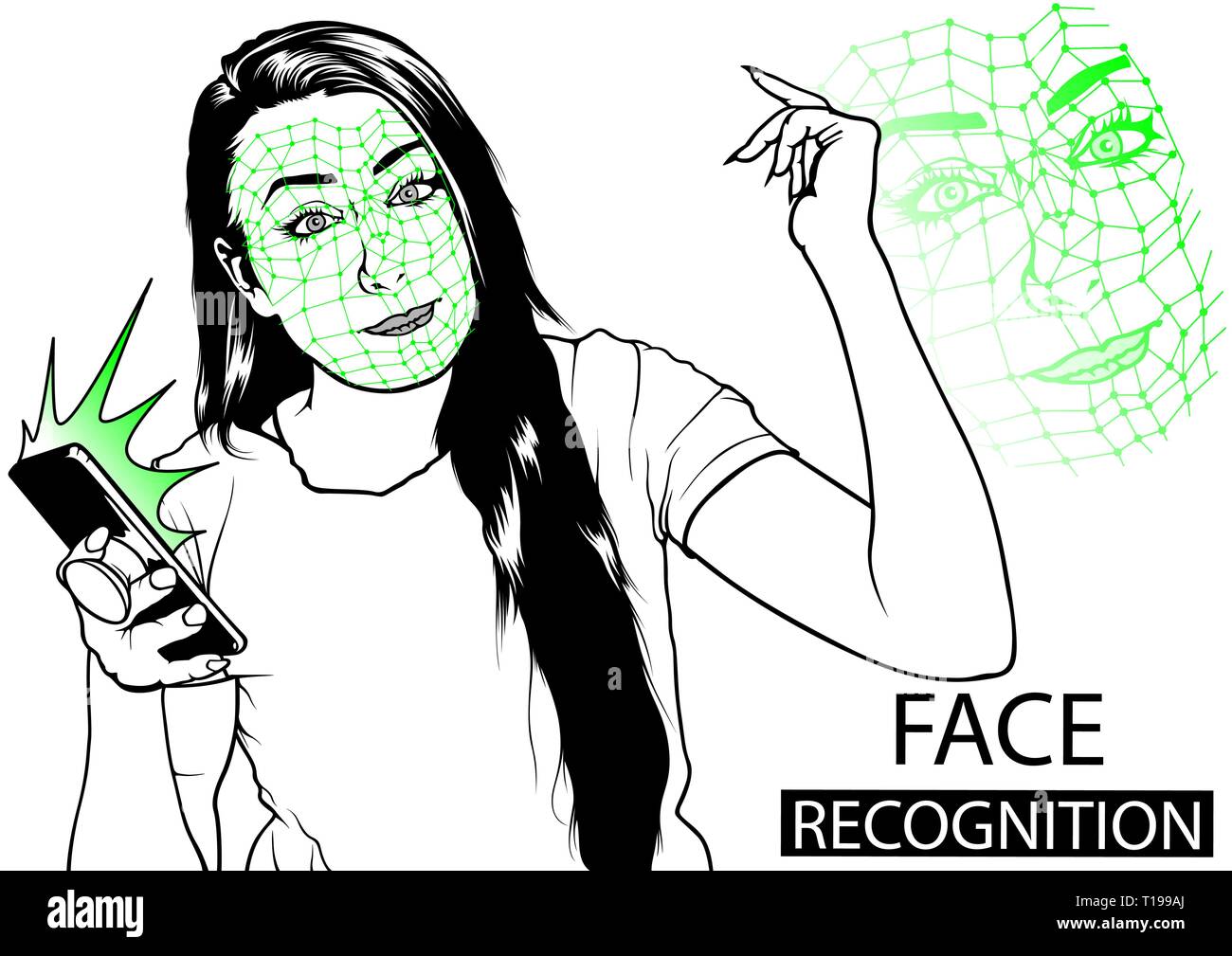 Face detection biometric technological scanning hi-res stock ...