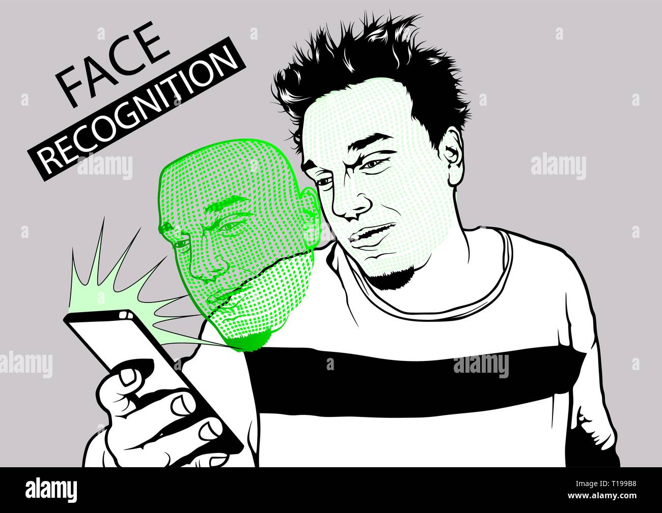 Face detection biometric technological scanning hi-res stock ...