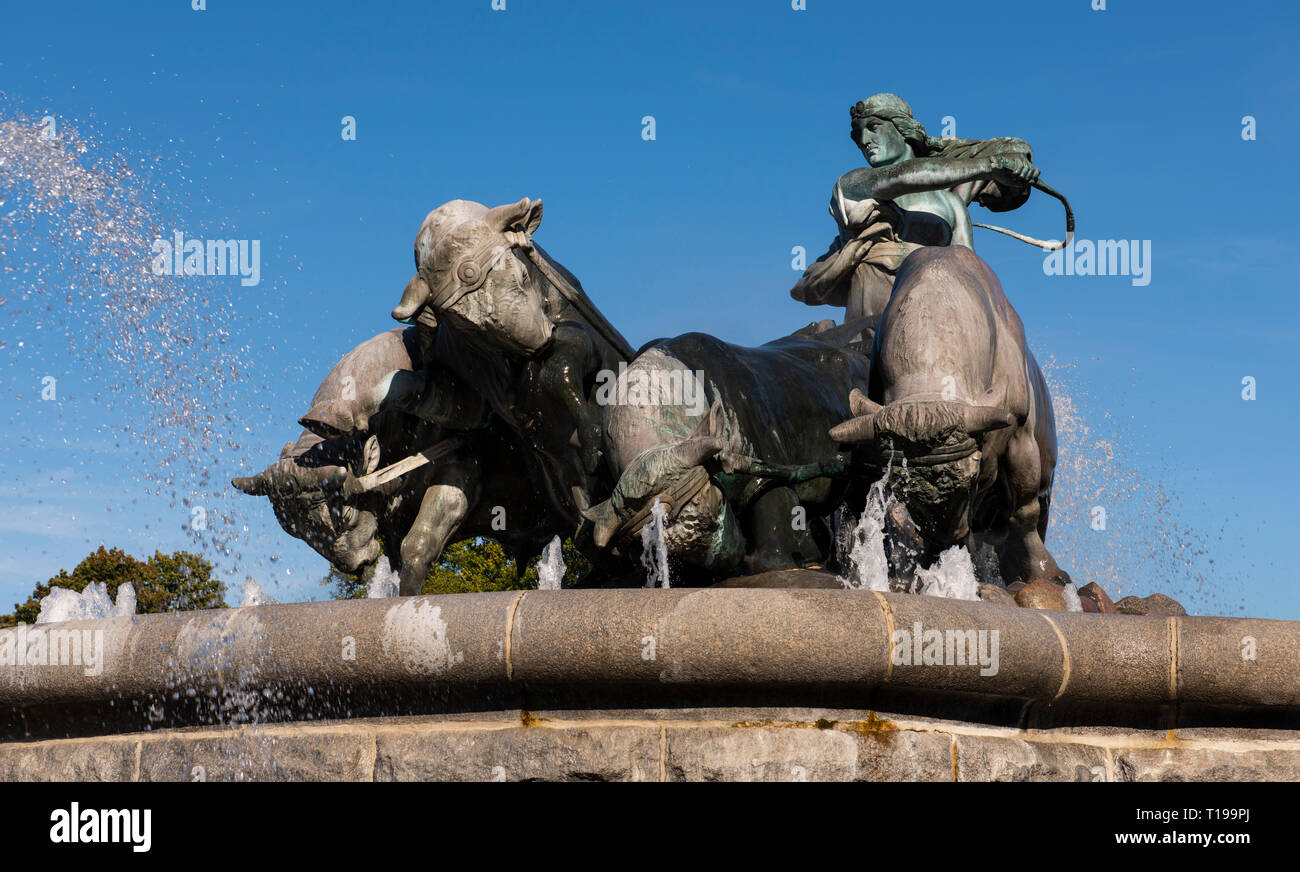 Gefionspringvandet, Gefion Fountain, with statue of the goddess Gefjon ...