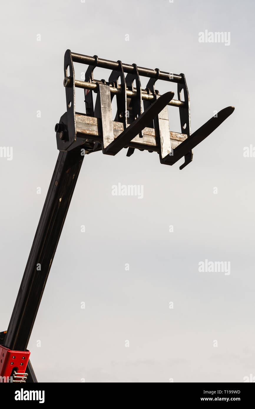 Machines, architecture building, heavy equipment concept. Bucket lift ...