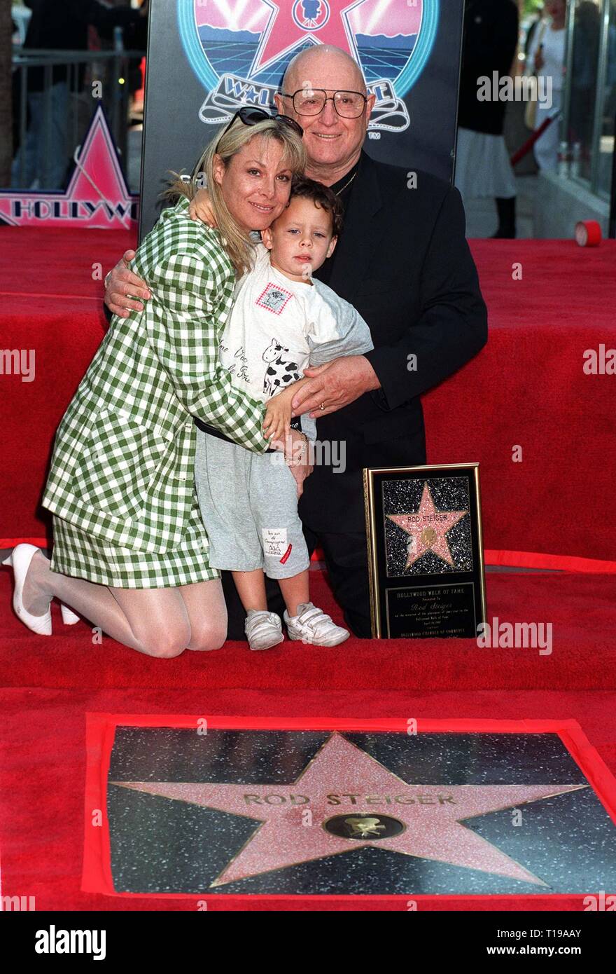 LOS ANGELES, CA. April 13, 1997: ROD STEIGER & wife & son at Walk of ...