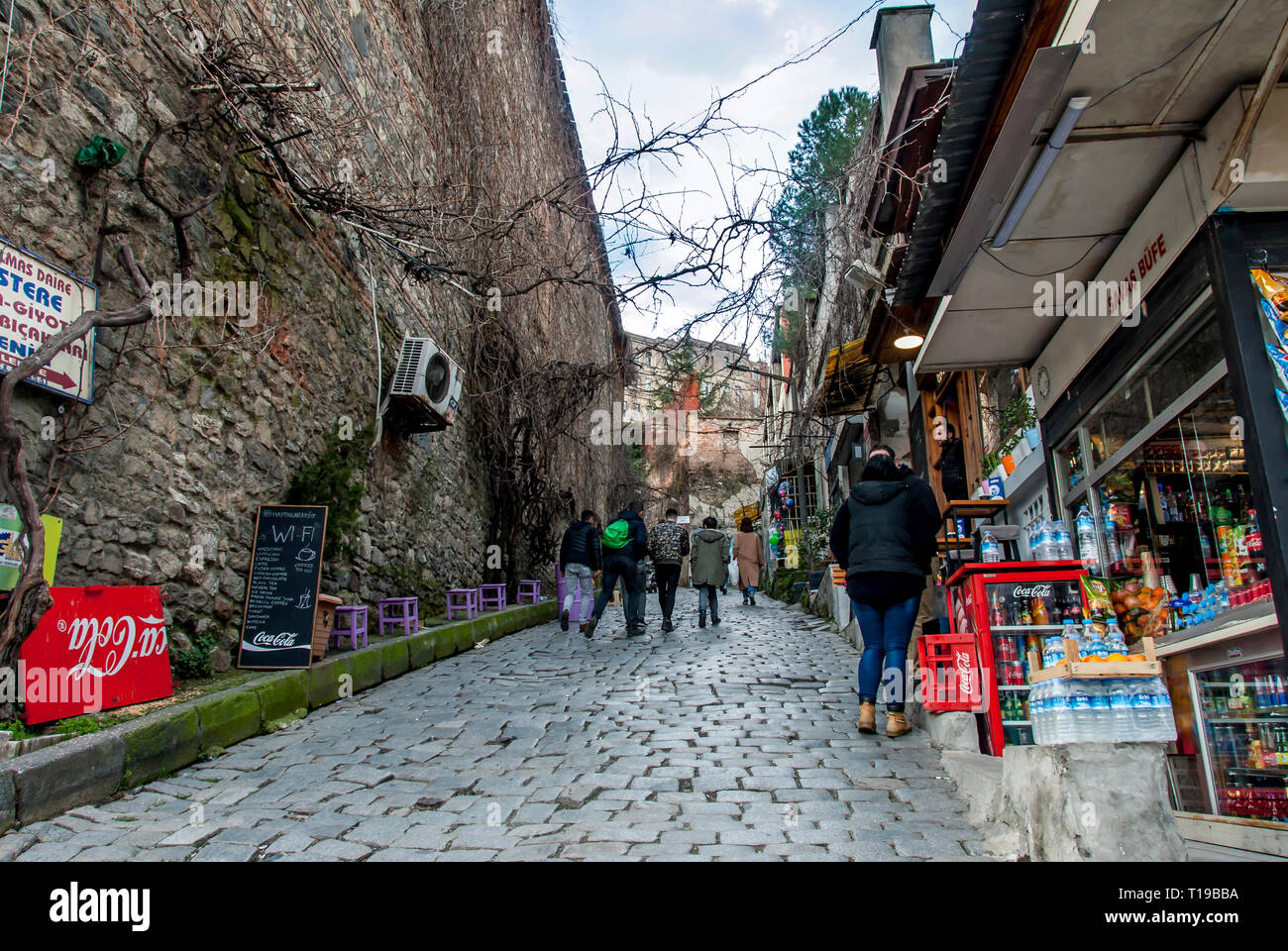 Istanbul, Turkey, 29 January 2019: Alageyik Street, Karakoy, Beyoglu ...