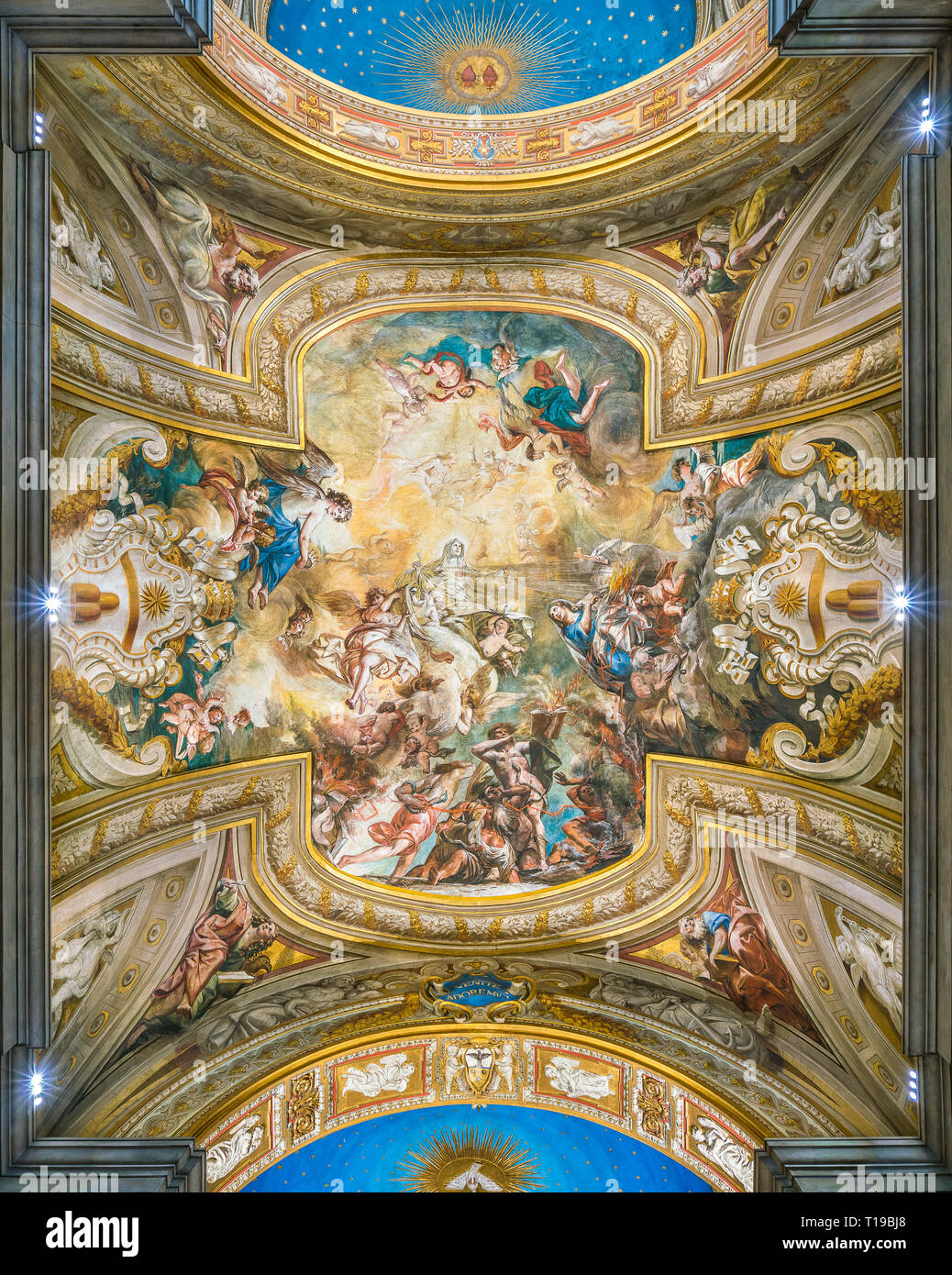 Frescoed vault with "The Glory of St Bridget" by Biagio Puccini, in the ...