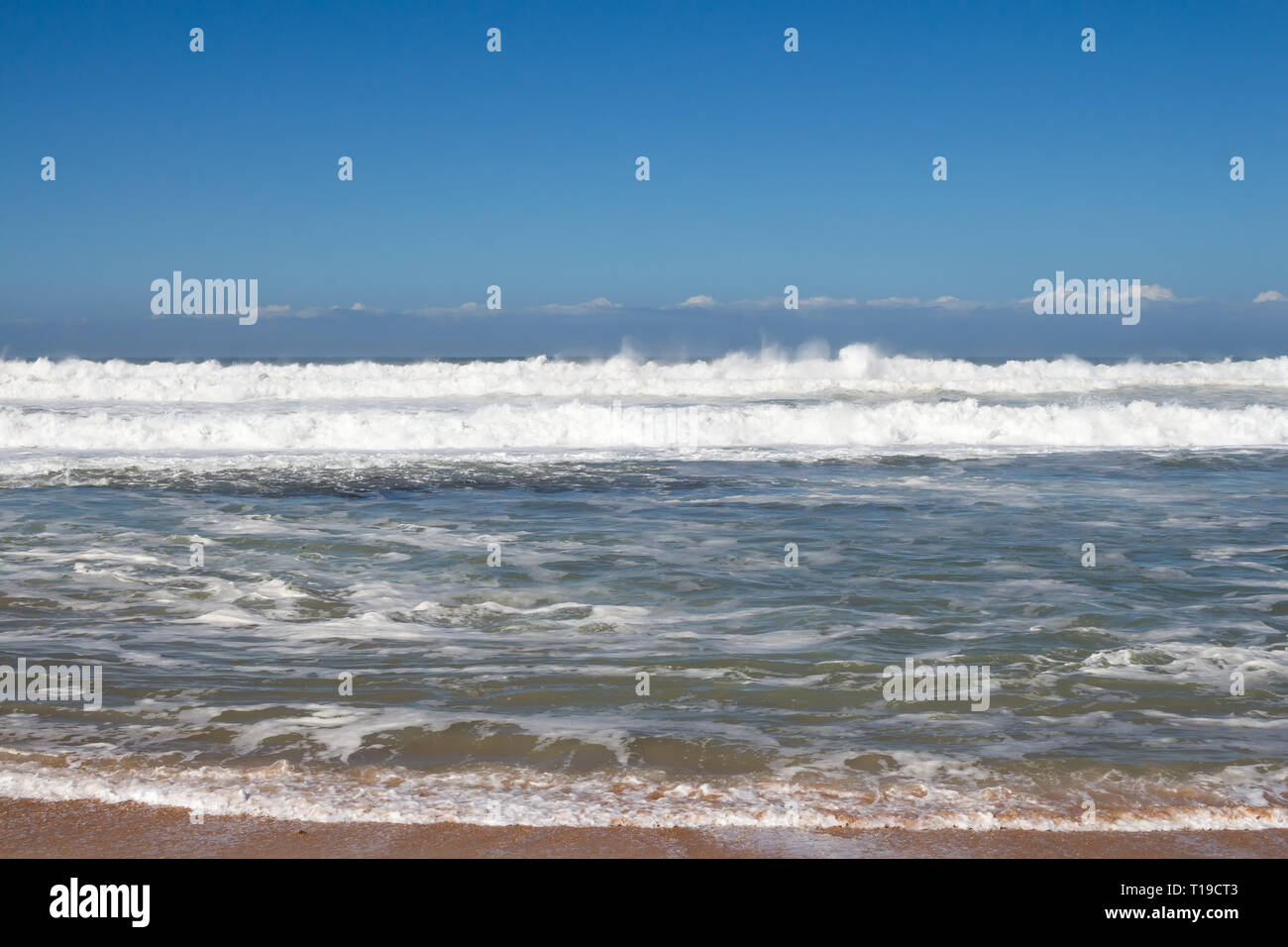 Atlantic ocean with intense waves during a windy autumn day. Empty ...