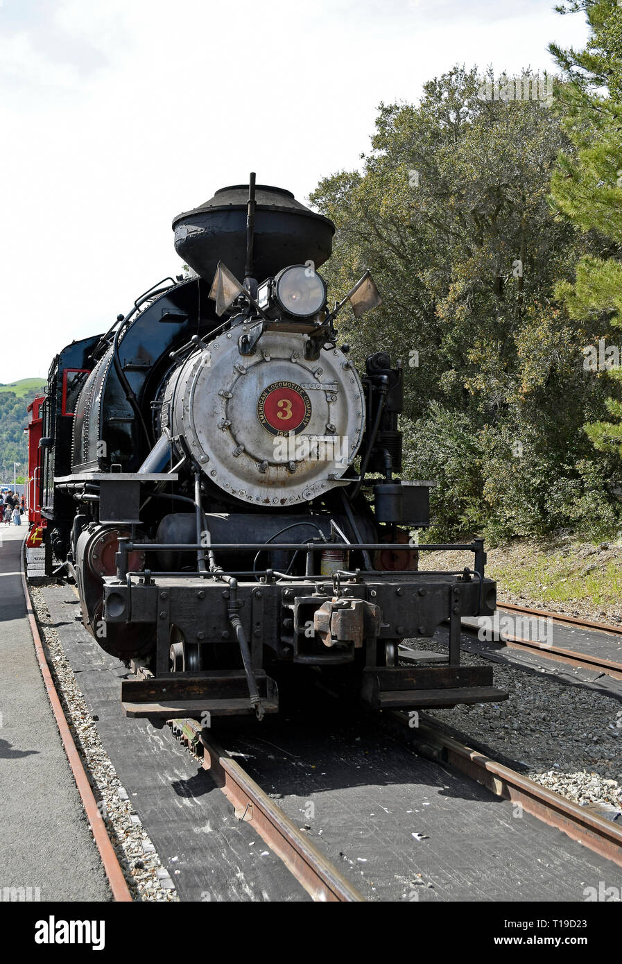 Niles Canyon railway American steam locomotive #3 at the depot in Sunol ...