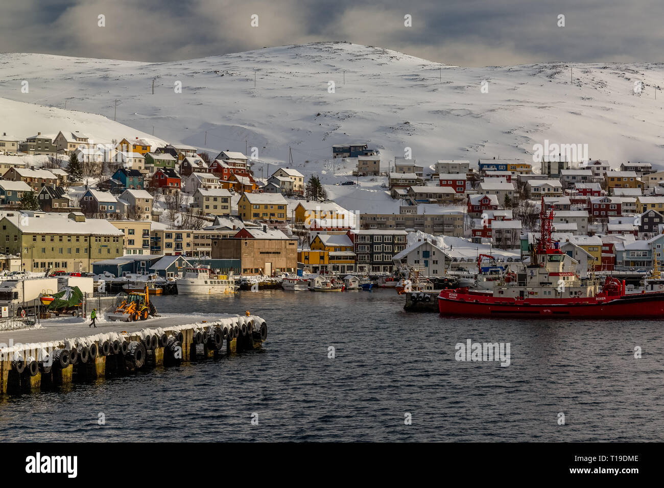 The port town of Honningsvag in Norway Stock Photo - Alamy
