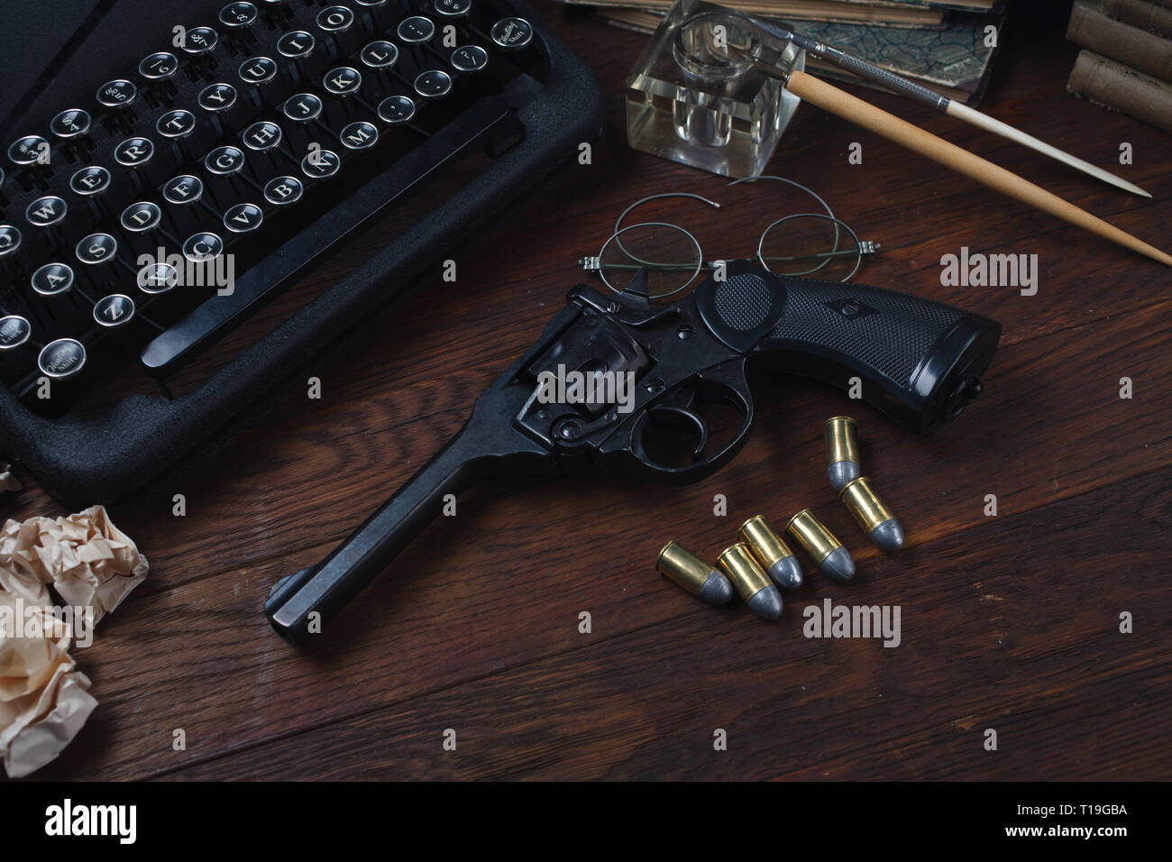 Writing a crime fiction story - old retro vintage typewriter and ...