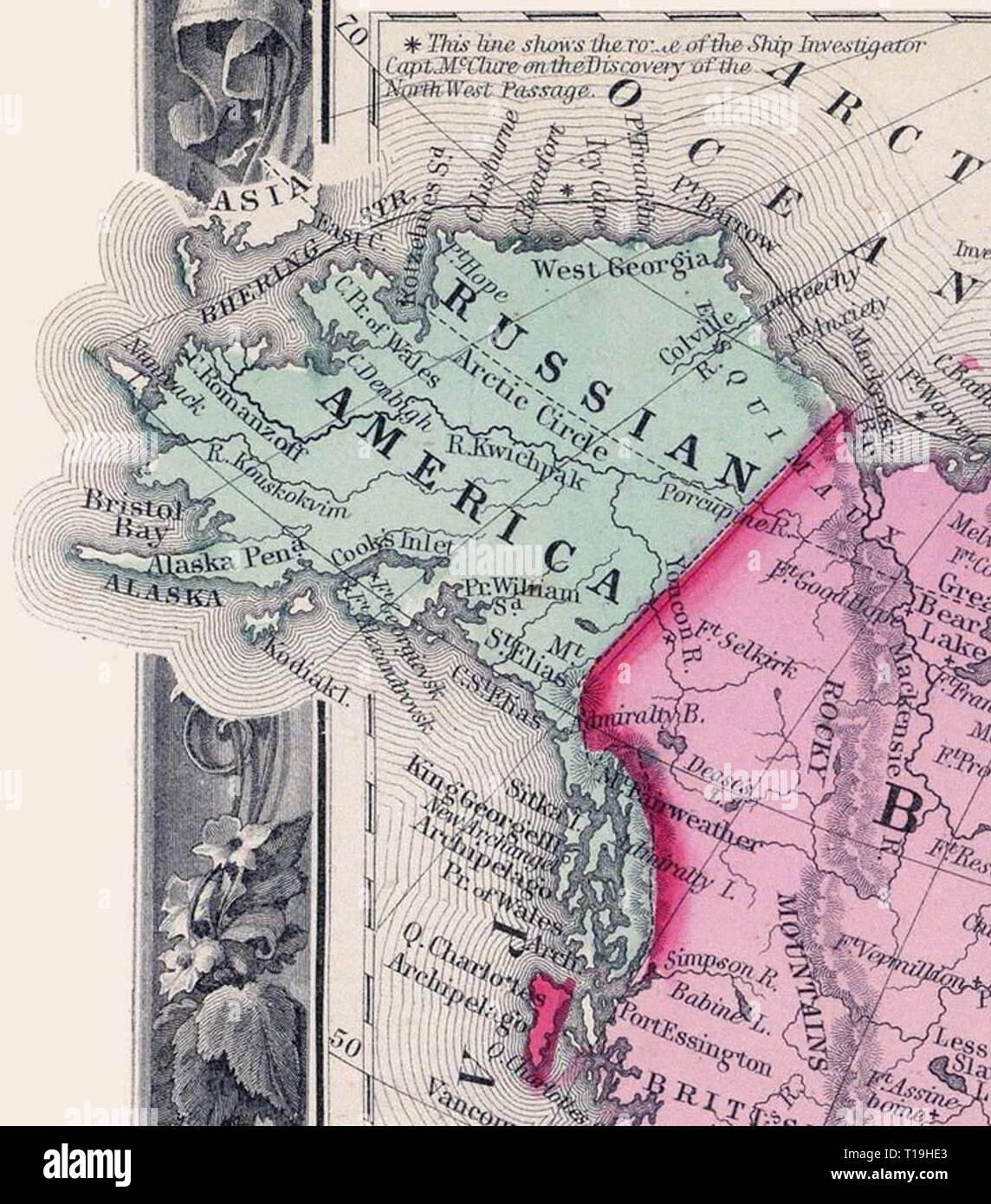 Map of Russian America in 1860 Stock Photo - Alamy