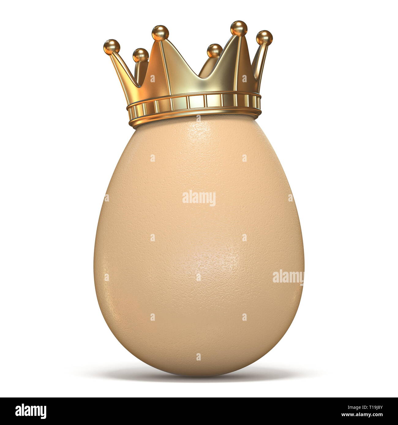 Egg with gold crown 3D rendering illustration isolated on white ...
