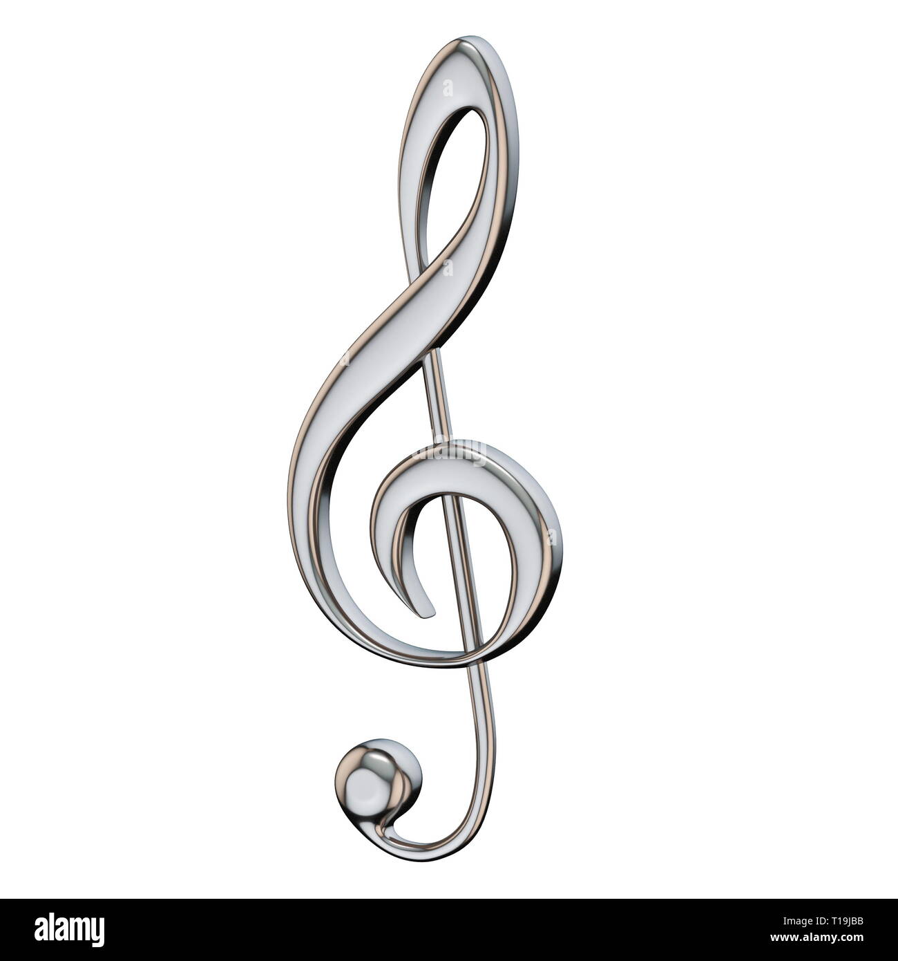Silver treble clef 3D rendering illustration isolated on white ...