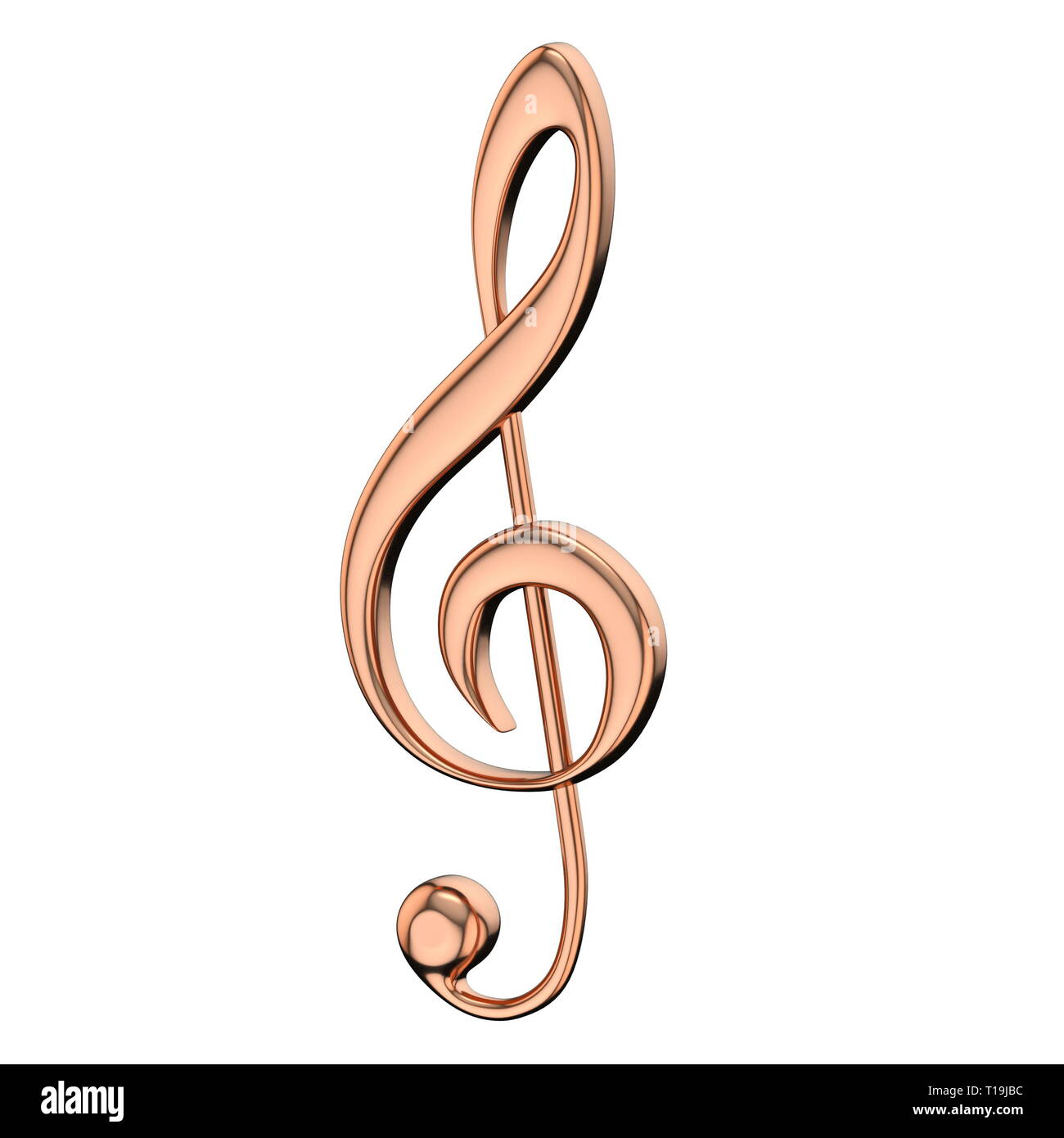 Bronze treble clef 3D rendering illustration isolated on white ...