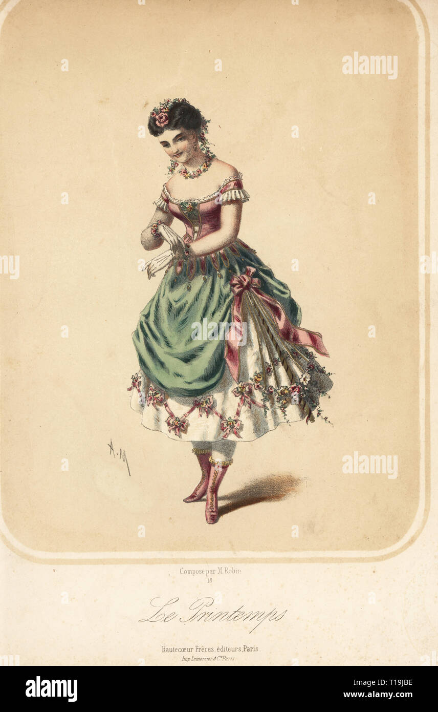 Woman in costume of spring (le printemps) for a masquerade ball ...