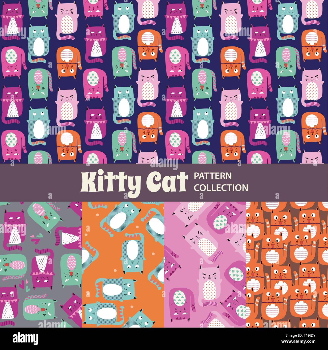 Cute Rainbow Seamless Texture Pattern Collection Stock Vector Image ...