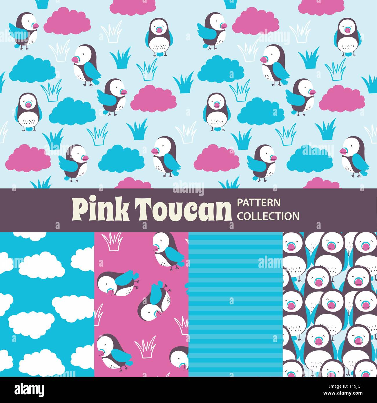 Cute Rainbow Seamless Texture Pattern Collection Stock Vector Image ...