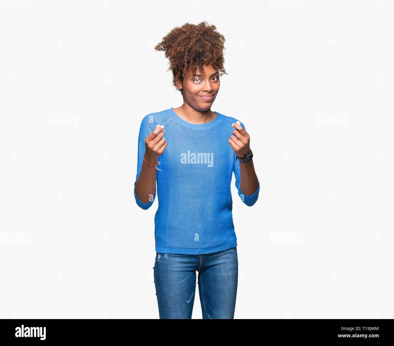 Young afro woman doing Cut Out Stock Images & Pictures - Alamy