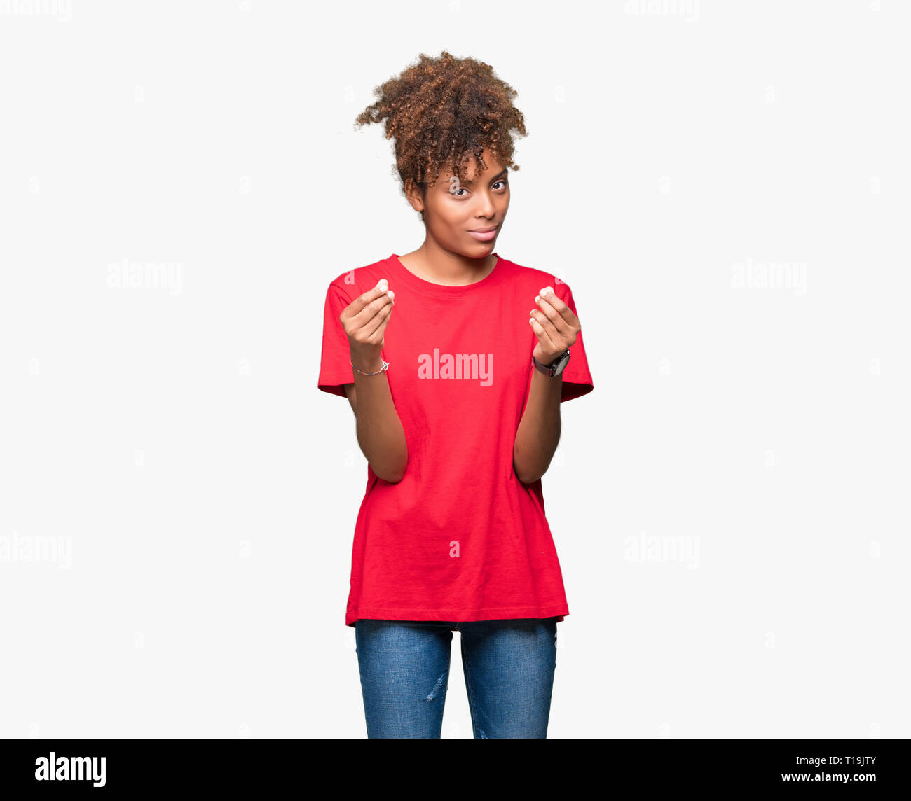 Young afro woman doing Cut Out Stock Images & Pictures - Alamy